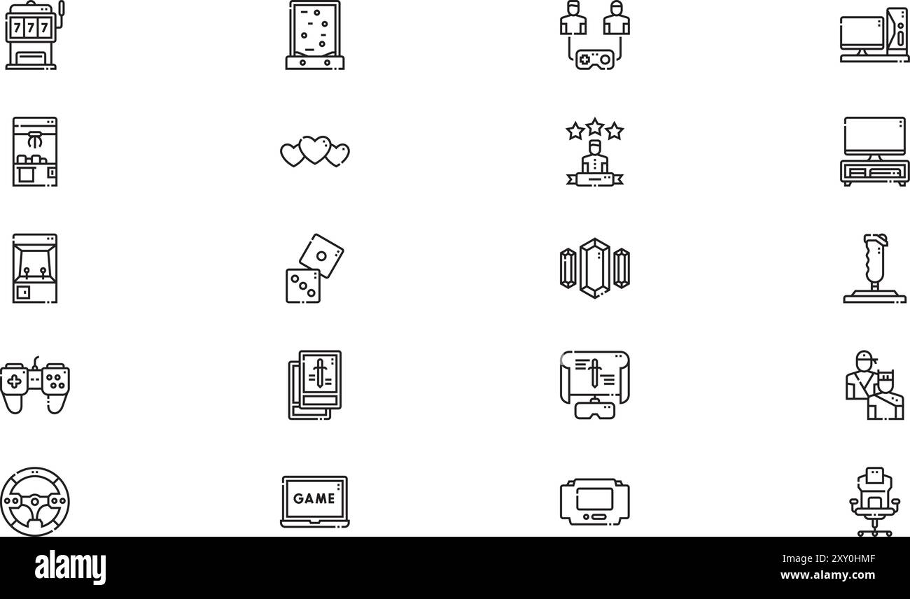 Gaming icons collection is a vector illustration with editable stroke ...