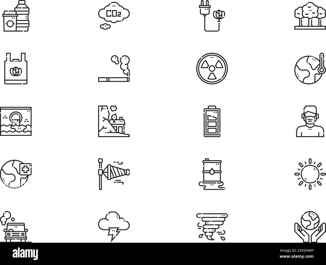 Climate change icons collection is a vector illustration with editable ...