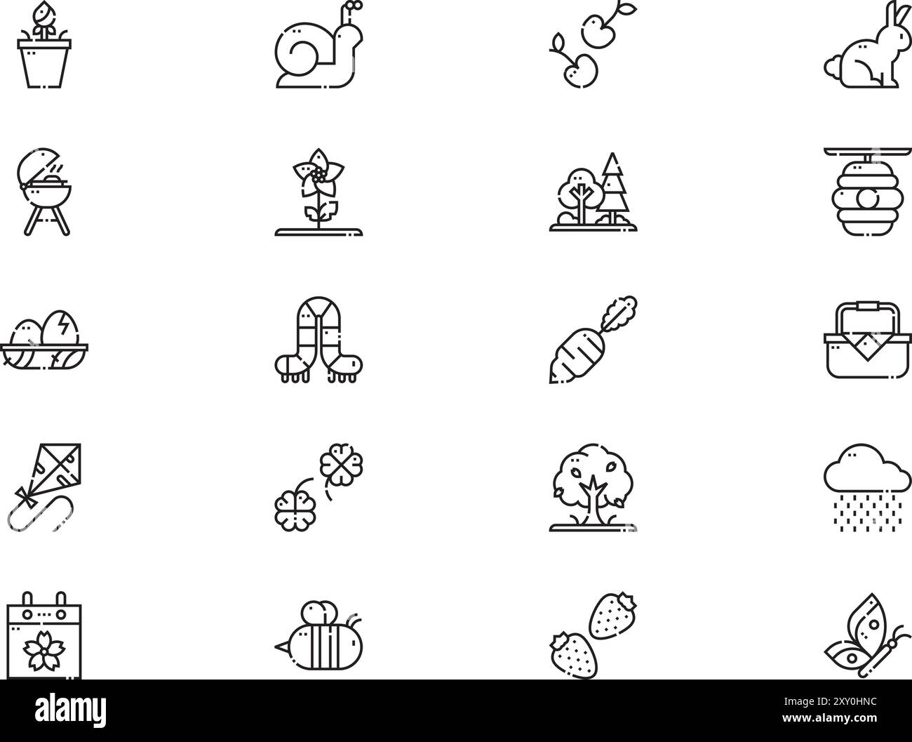 Spring icons collection is a vector illustration with editable stroke ...