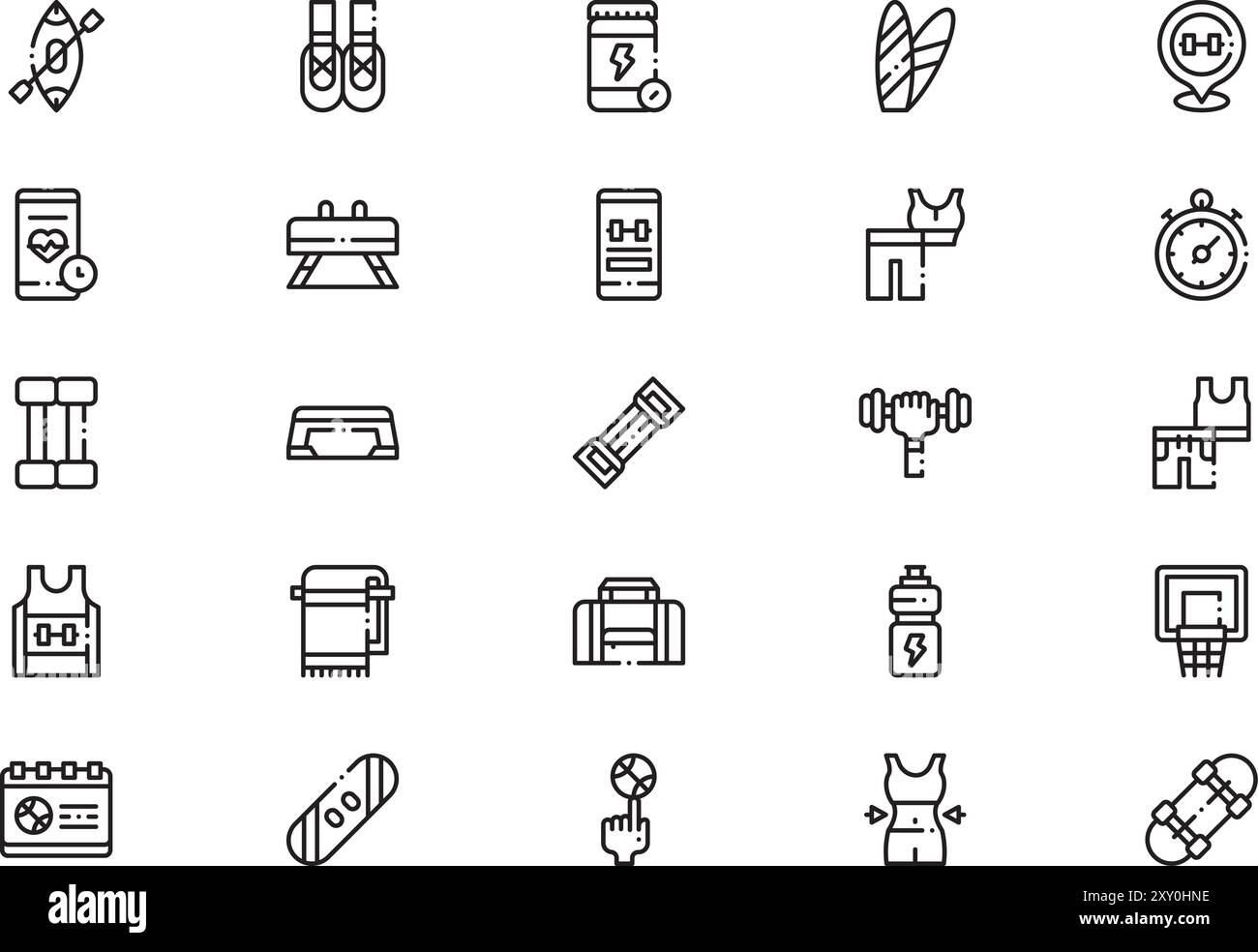 Sport training icons collection is a vector illustration with editable ...