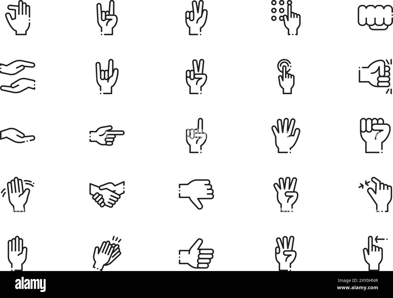 Hand gestures icons collection is a vector illustration with editable stroke Stock Vector Image ...