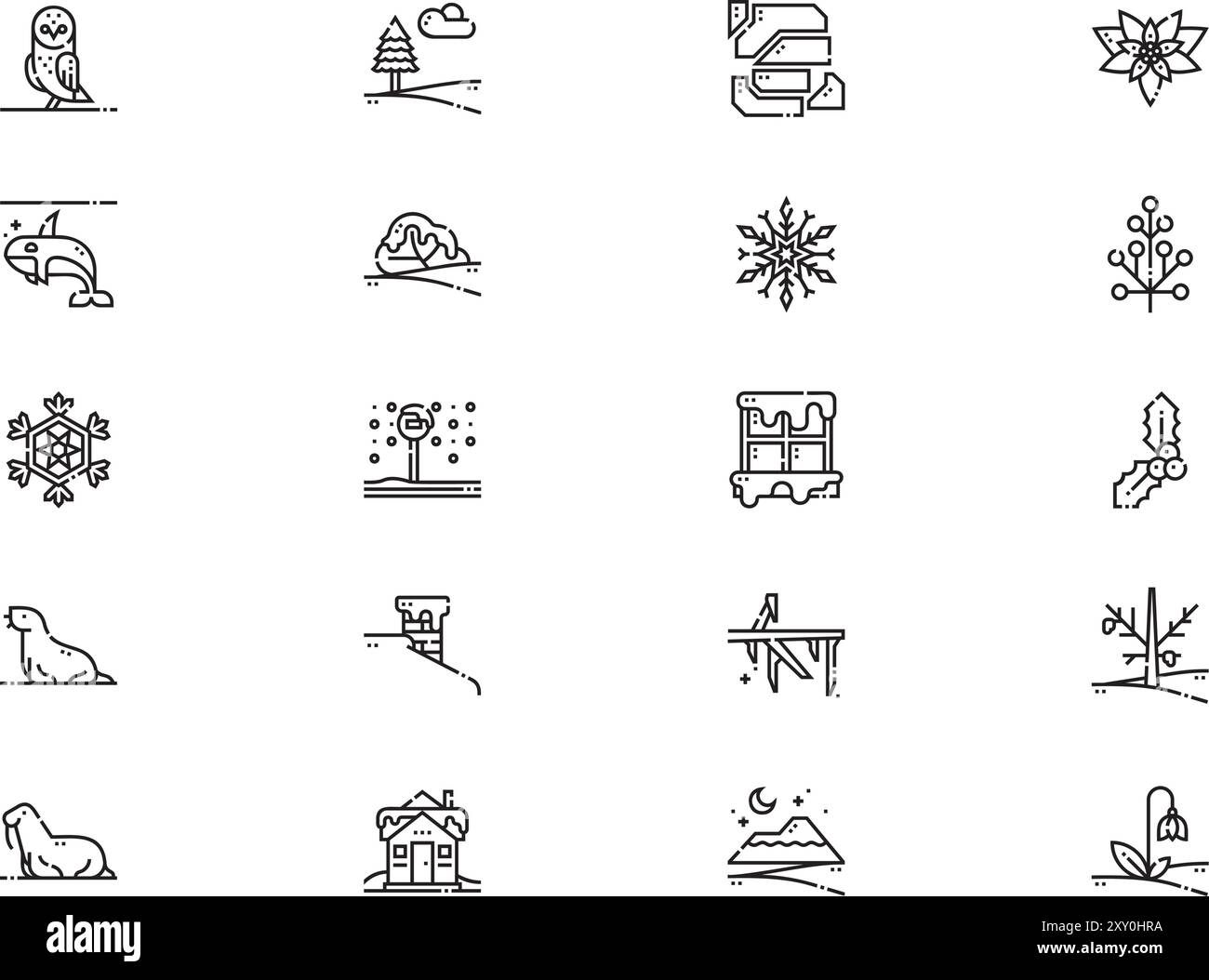 Winter nature icon pack collection is a vector illustration with editable stroke Stock Vector ...