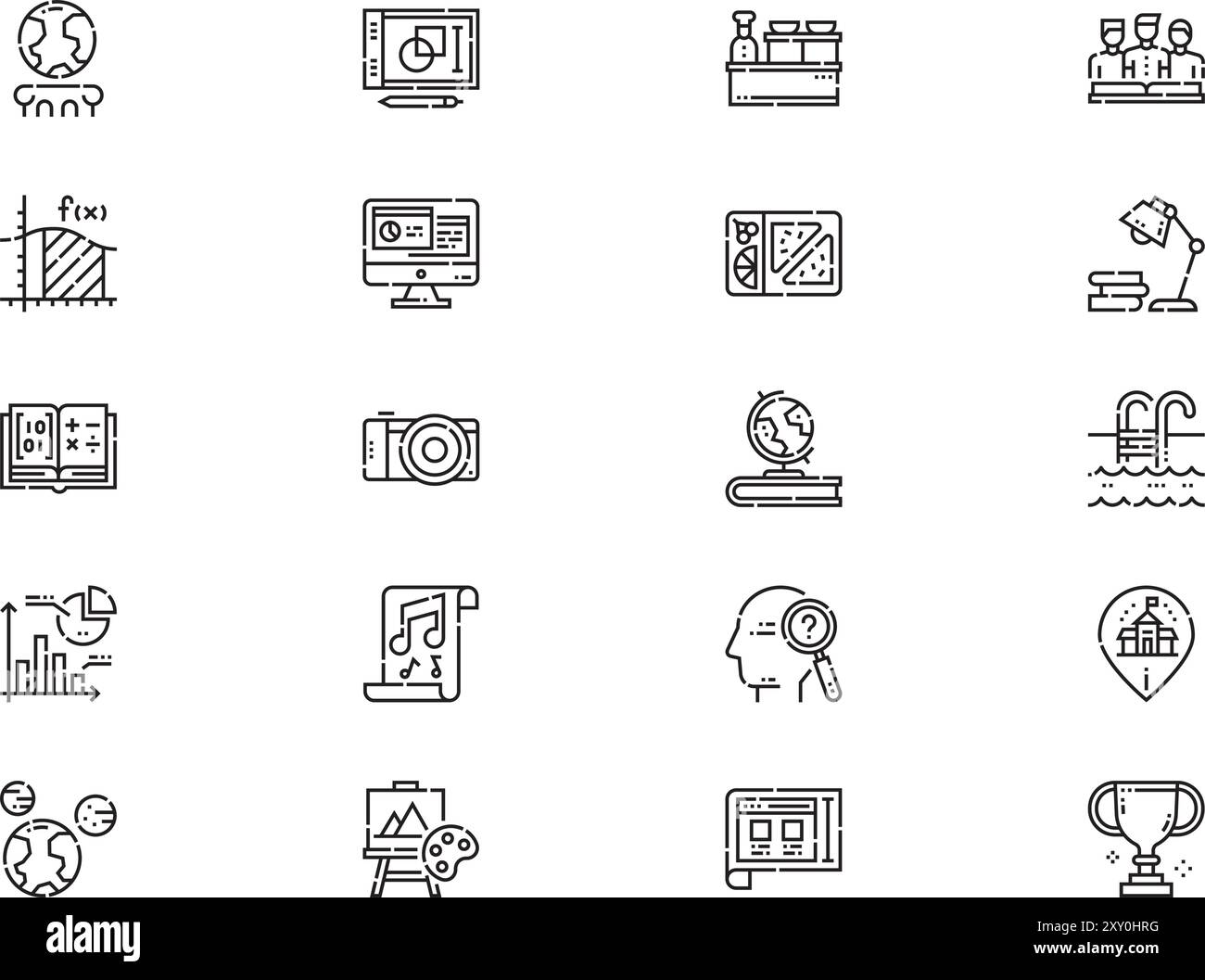 High school icons collection is a vector illustration with editable stroke Stock Vector Image ...