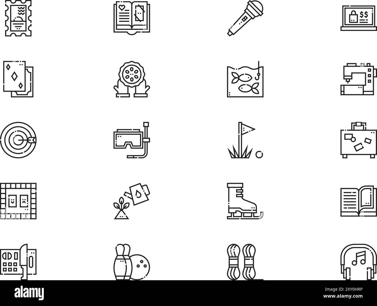 Hobbies and free time icons collection is a vector illustration with ...
