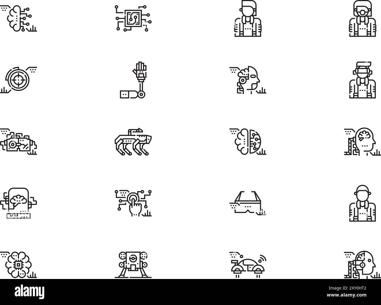 Cyberpunk icons collection is a vector illustration with editable ...