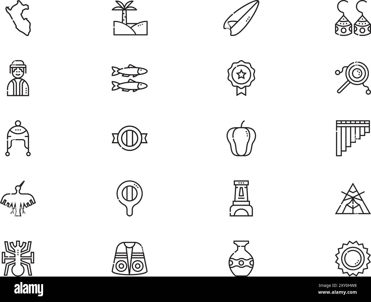 Peru icon pack collection is a vector illustration with editable stroke ...