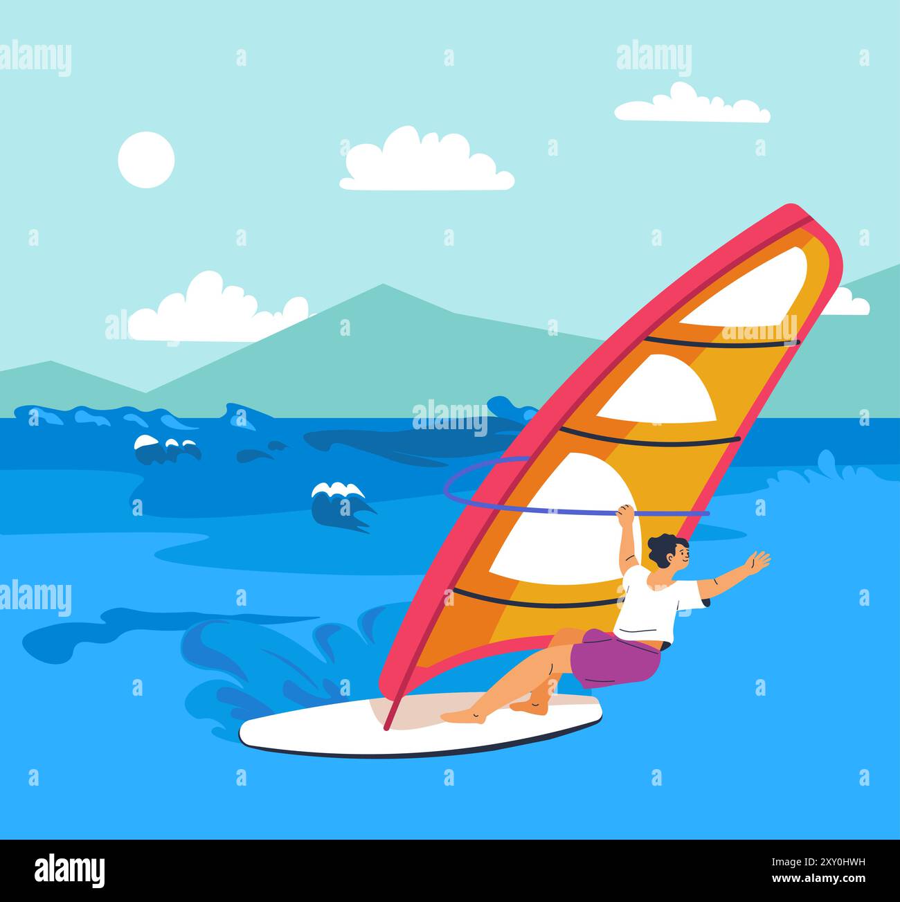 Windsurfing in Ocean Vector Art Stock Vector Image & Art - Alamy