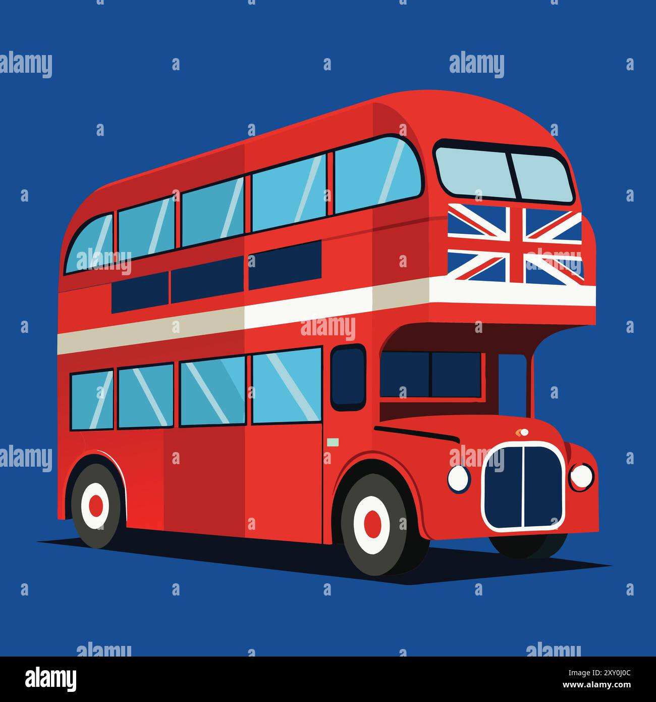 The Red London Bus with Flag Stock Vector Image & Art - Alamy