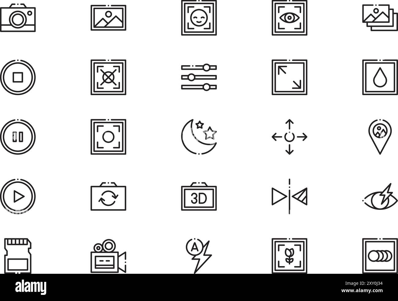 Camera interface icons collection is a vector illustration with editable stroke Stock Vector ...