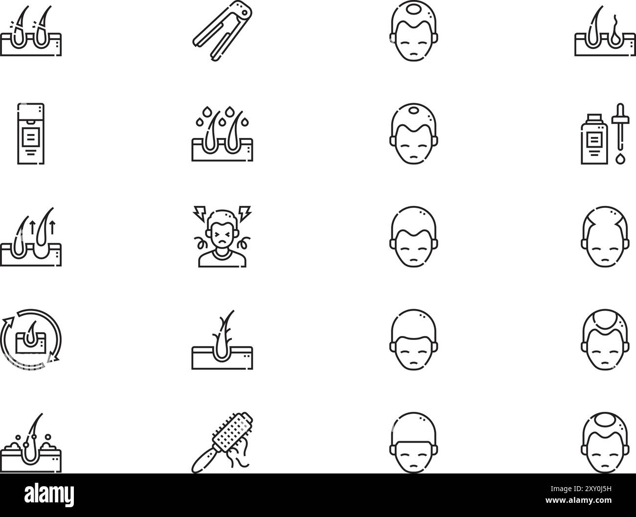 Hair loss icons collection is a vector illustration with editable ...