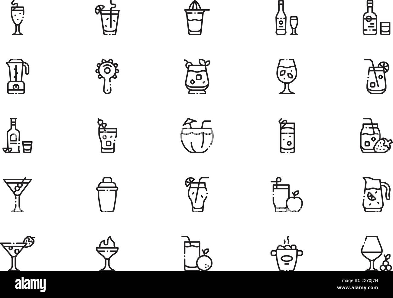 Cocktails icons collection is a vector illustration with editable ...