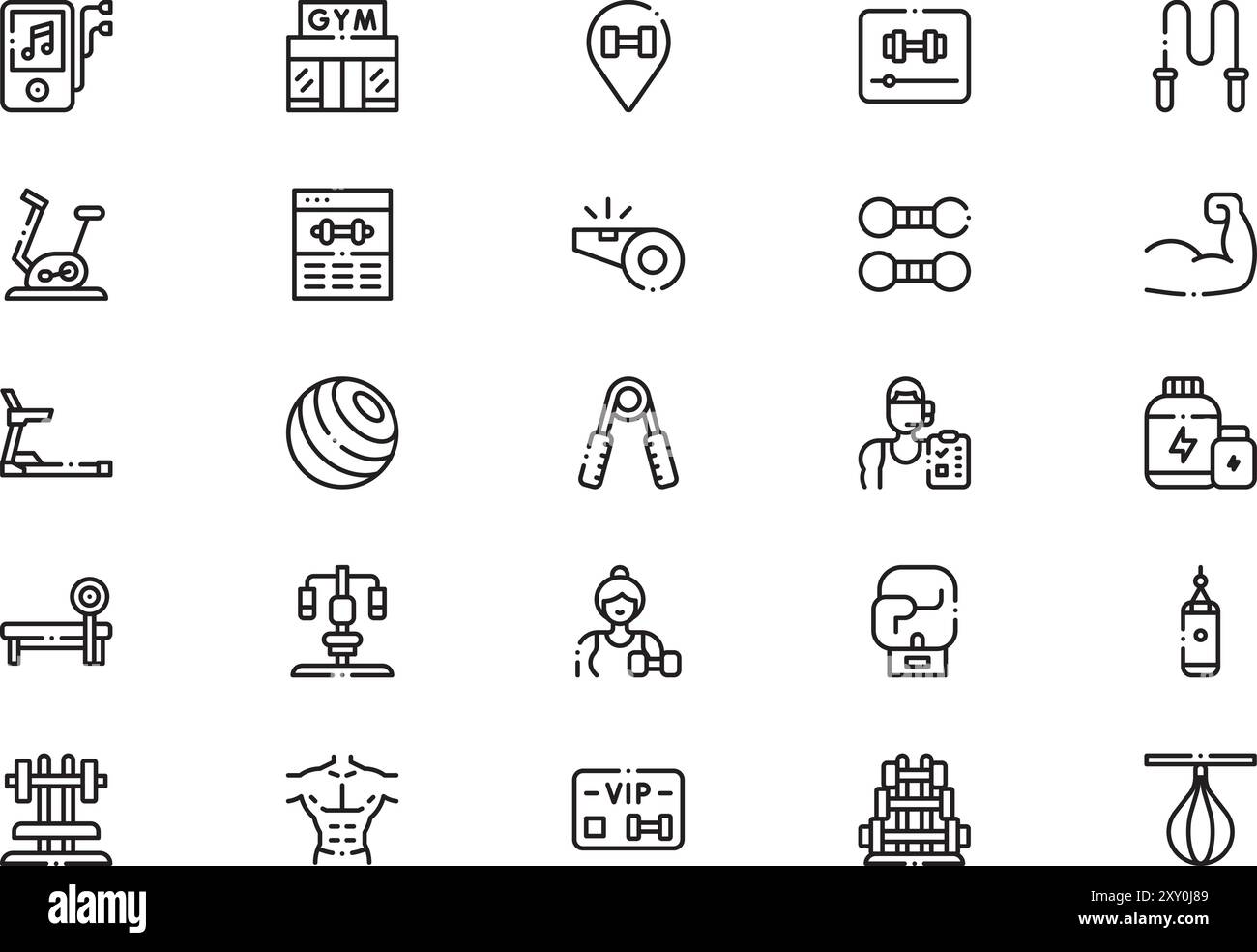 Gym icons collection is a vector illustration with editable stroke Stock Vector Image & Art - Alamy