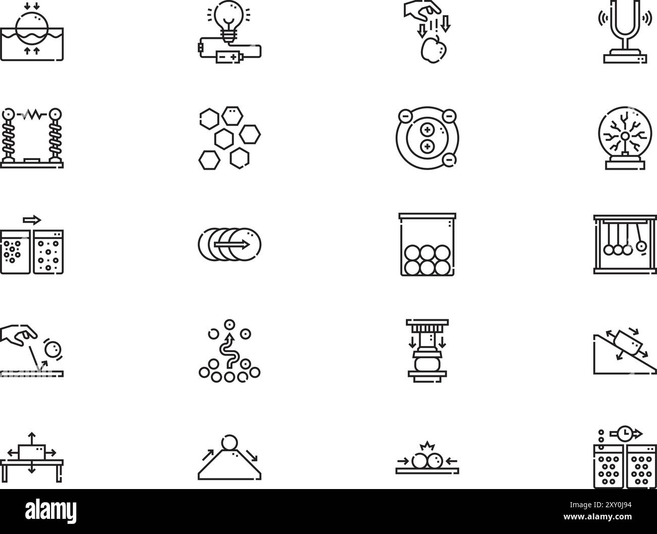 Physics process icons collection is a vector illustration with editable ...