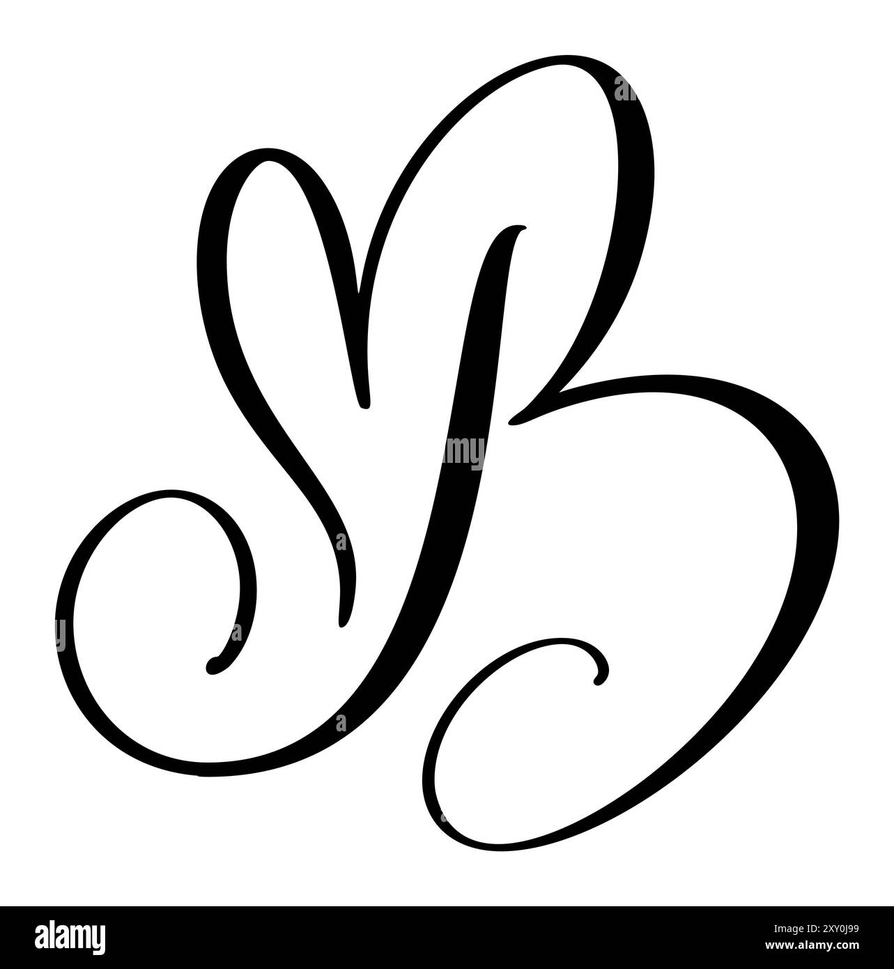 Hand drawn vector calligraphy love letter B. Script capital font logo ...