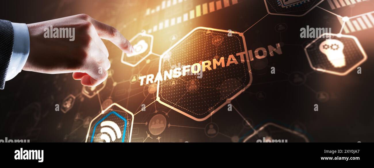 Businessman selecting Transformation. Background for presentations ...