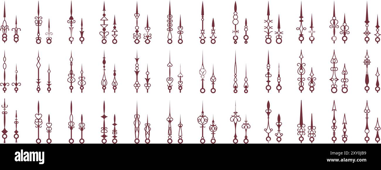 Clock hands. Retro decorative arrows pointers antique clock hands ...