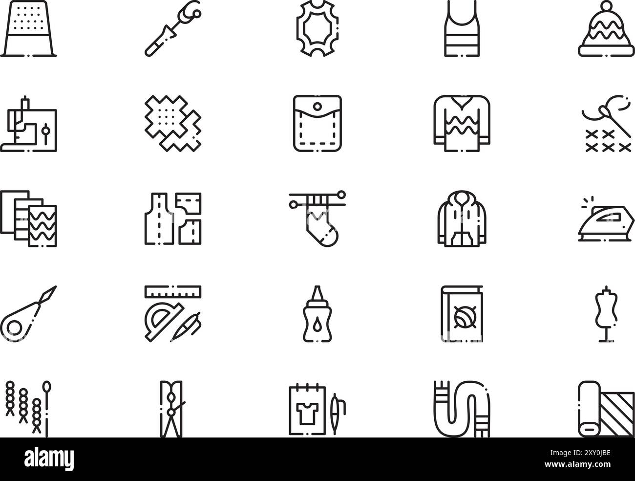 Needlework icons collection is a vector illustration with editable ...