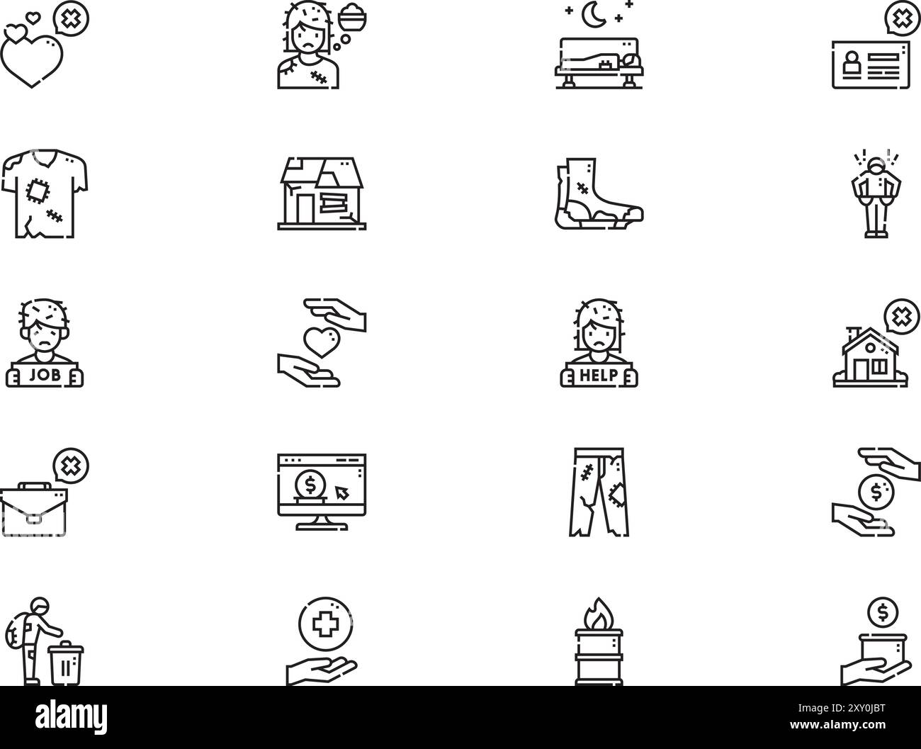 Poverty icons collection is a vector illustration with editable stroke ...