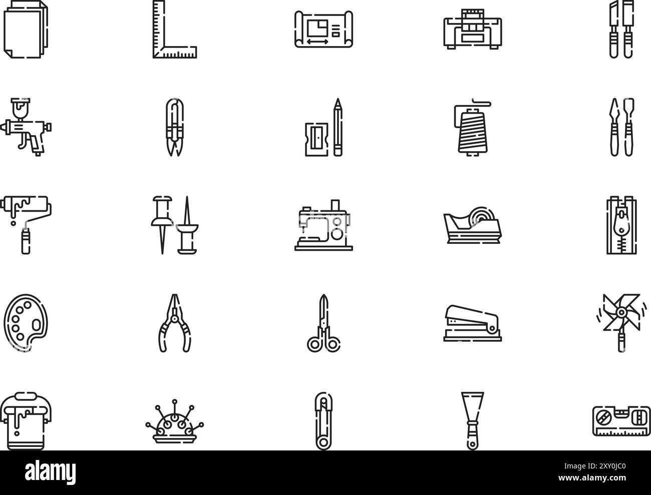 Crafting icons collection is a vector illustration with editable stroke ...