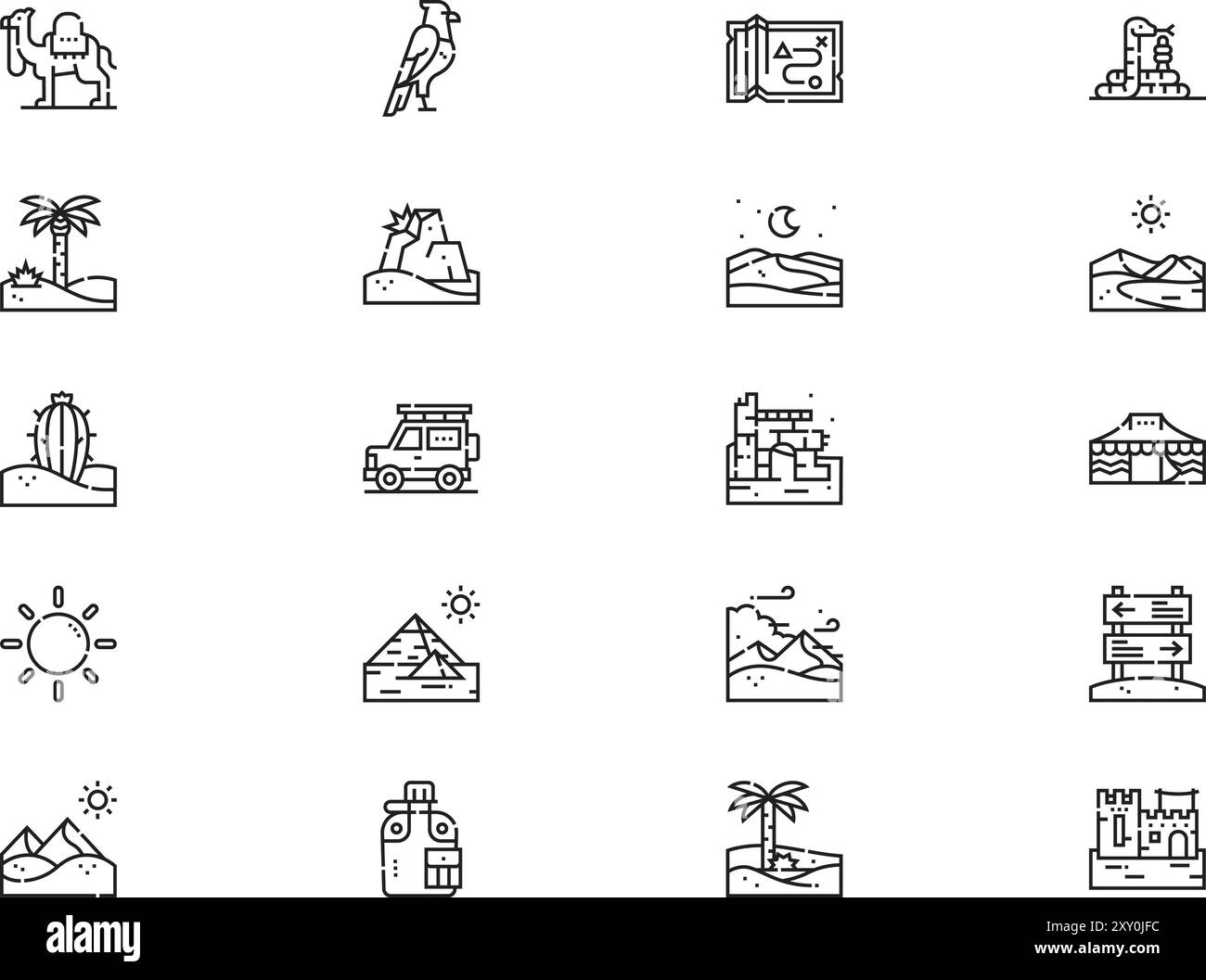 Desert icons collection is a vector illustration with editable stroke ...