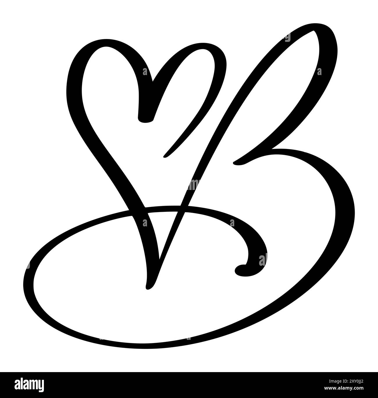 Script capital font logo calligraphy love letter B initial. Hand drawn ...