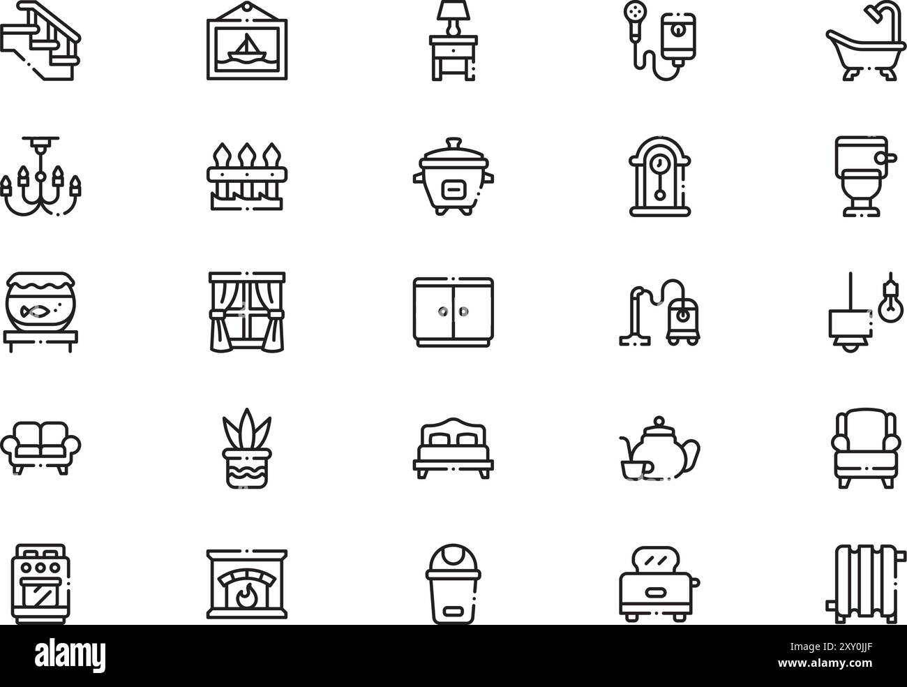Home and living icons collection is a vector illustration with editable ...