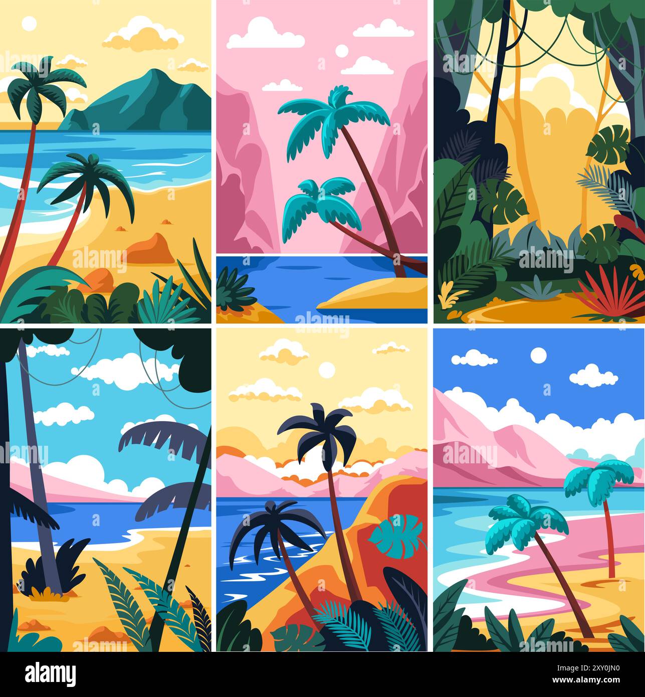 Tropical Landscapes Vector Set illustrations Stock Vector Image & Art ...
