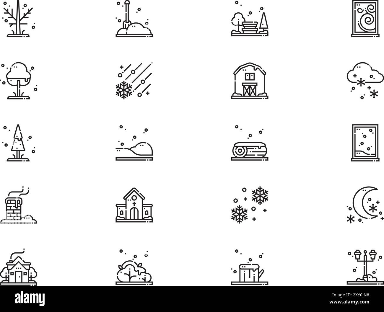 Winter town icons collection is a vector illustration with editable ...