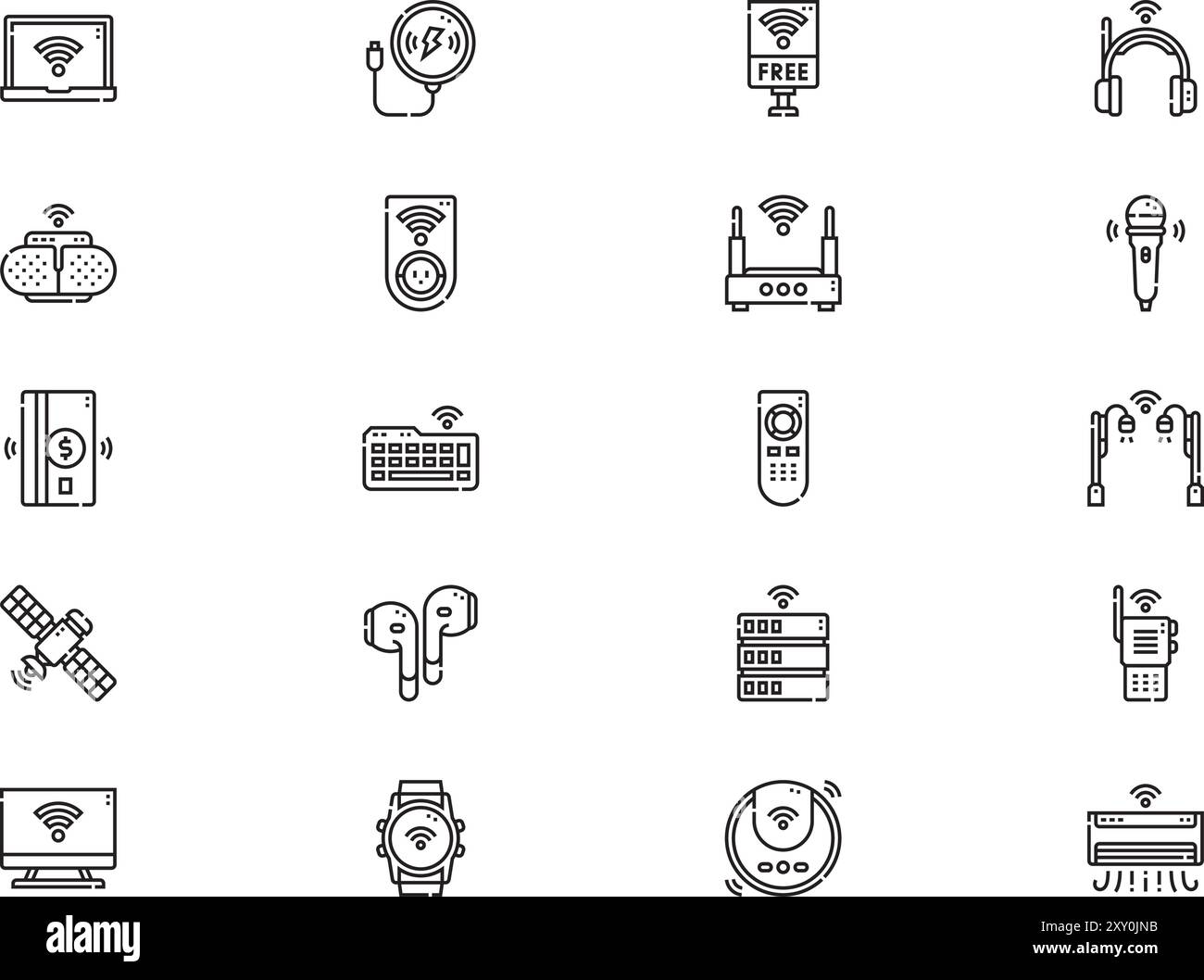 Wireless technology icons collection is a vector illustration with ...
