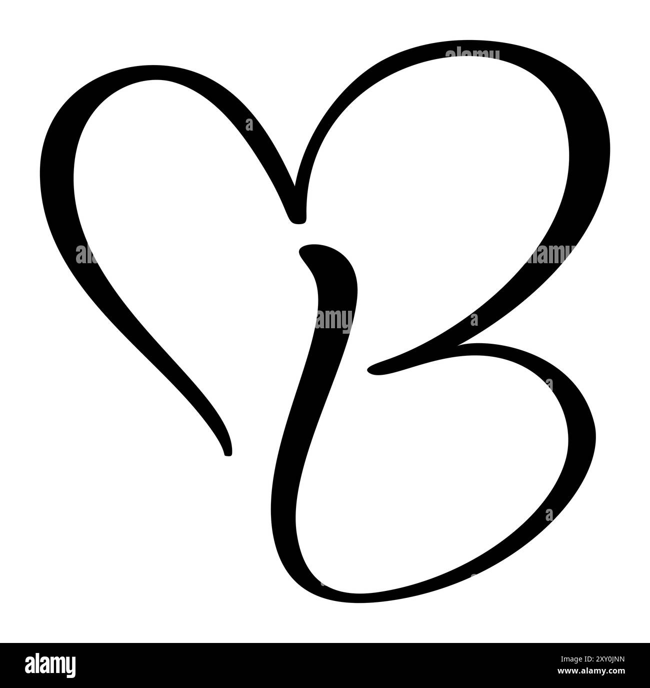 Vector Vintage heart letter monogram logo B. Love Calligraphy element ...