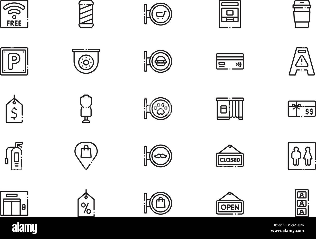 Mall icons collection is a vector illustration with editable stroke ...