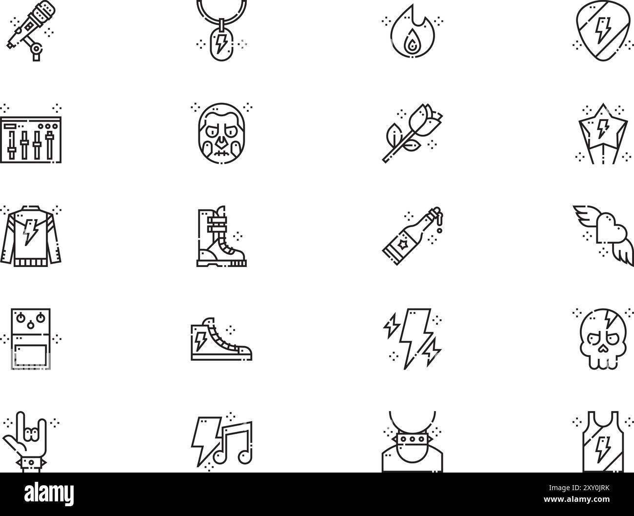 Rock and roll icons collection is a vector illustration with editable stroke Stock Vector Image ...