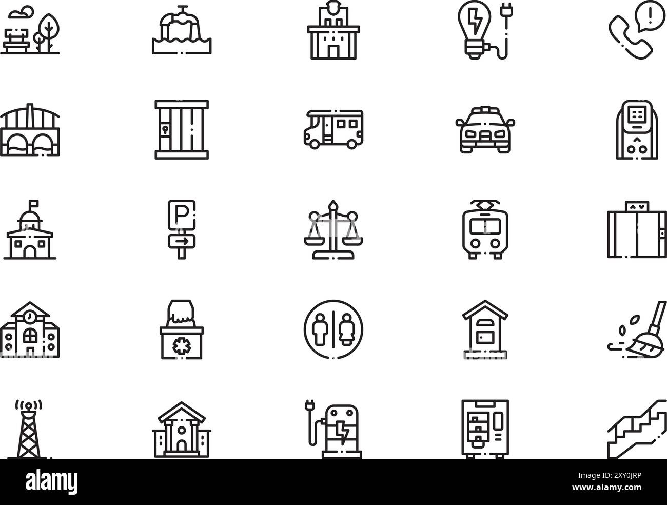 Public services icons collection is a vector illustration with editable stroke Stock Vector ...