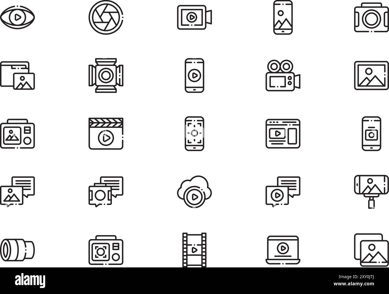 Video and camera icons collection is a vector illustration with ...