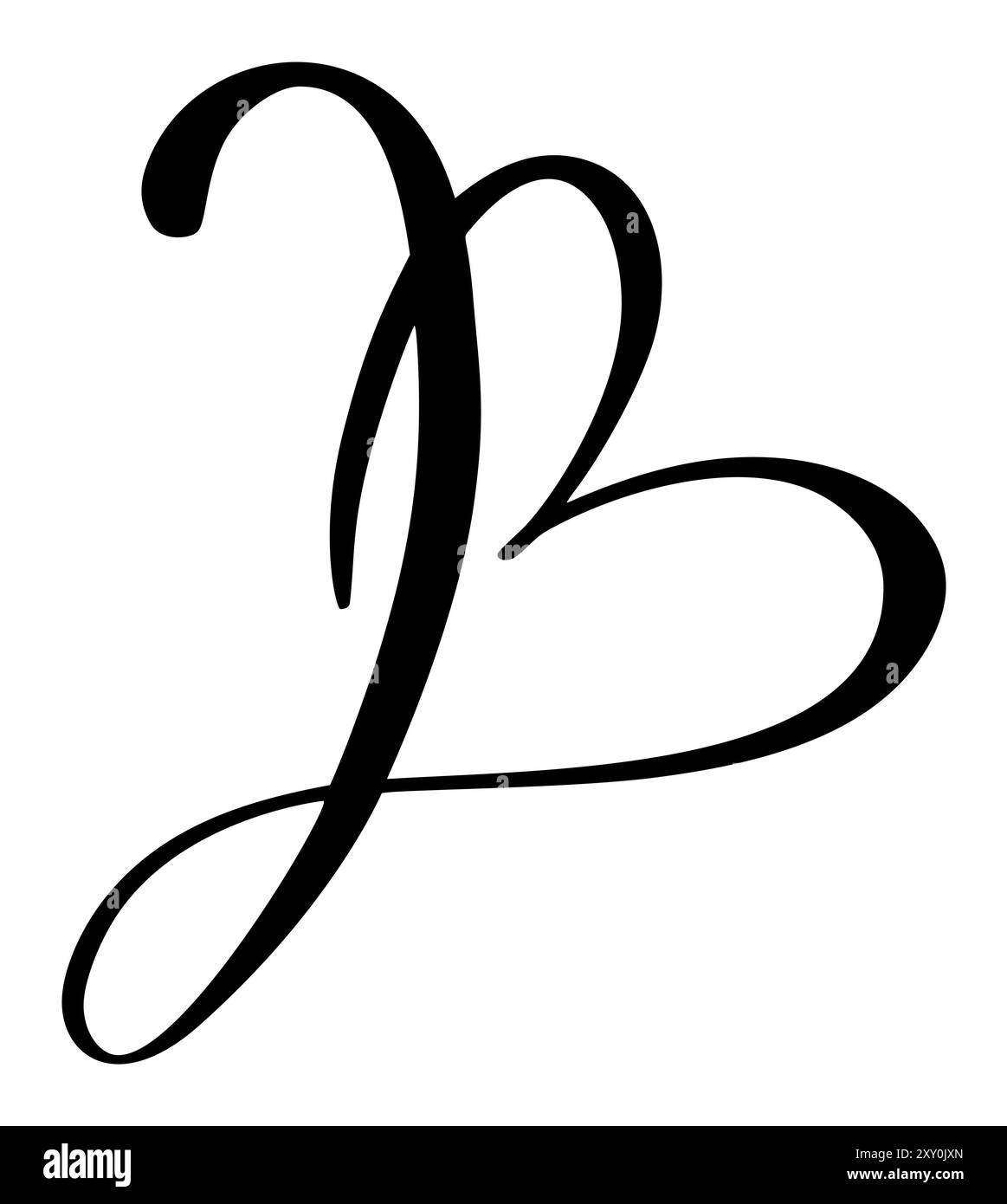 Hand drawn vector calligraphy love letter B. Script capital font logo ...