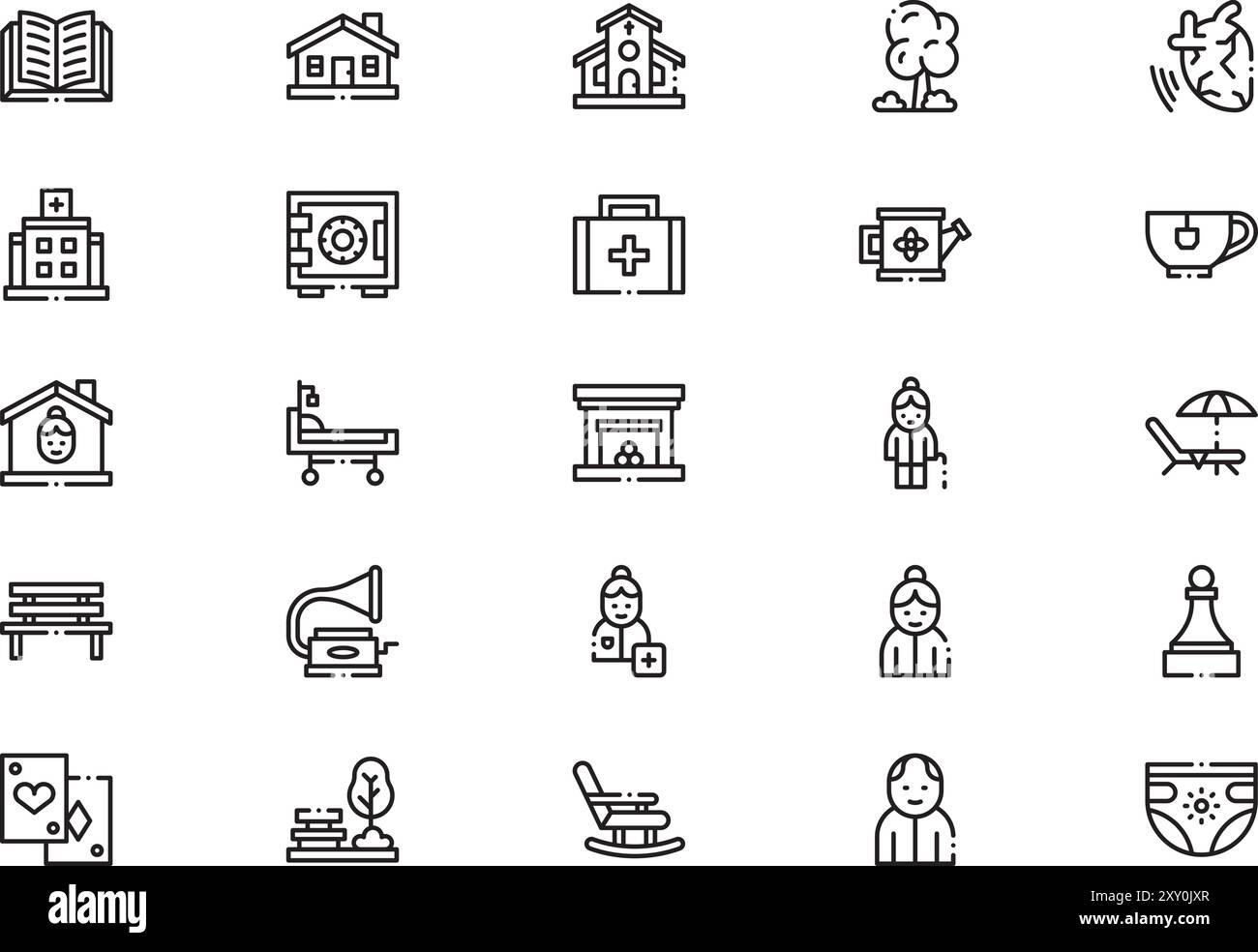 Old age icons collection is a vector illustration with editable stroke ...