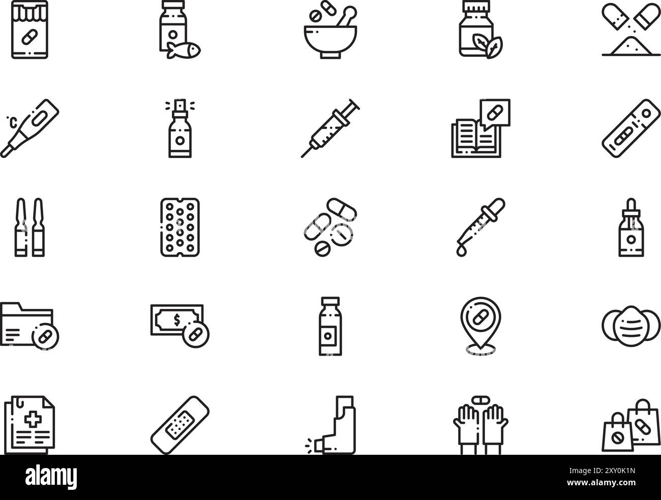 Pharmacy icons collection is a vector illustration with editable stroke ...