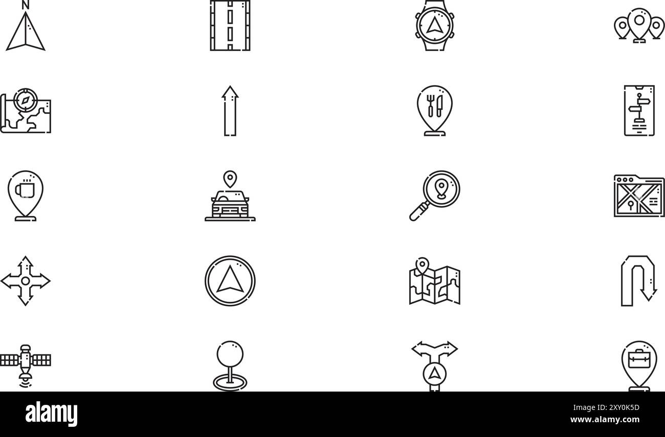 Navigation and maps icons collection is a vector illustration with editable stroke Stock Vector ...