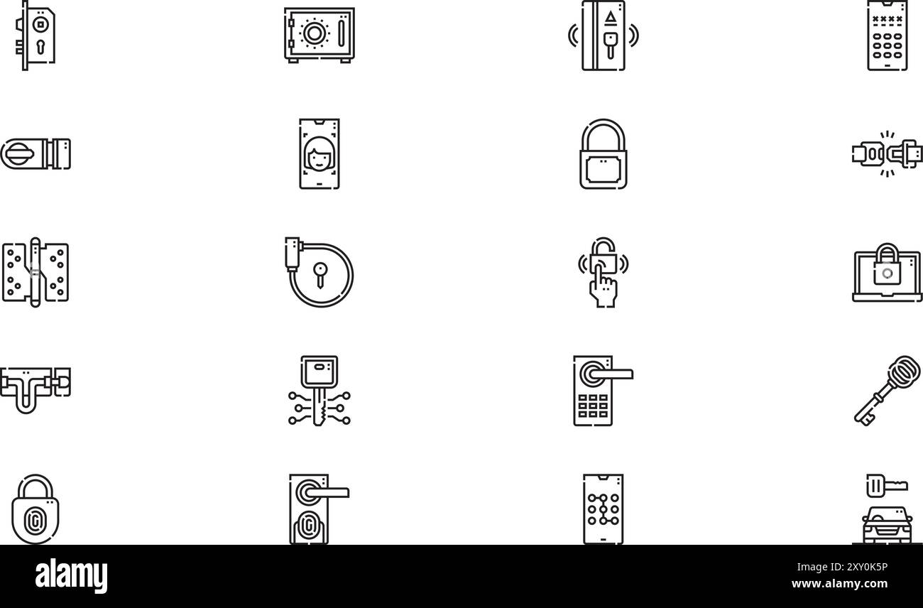 Keys and locks icons collection is a vector illustration with editable ...