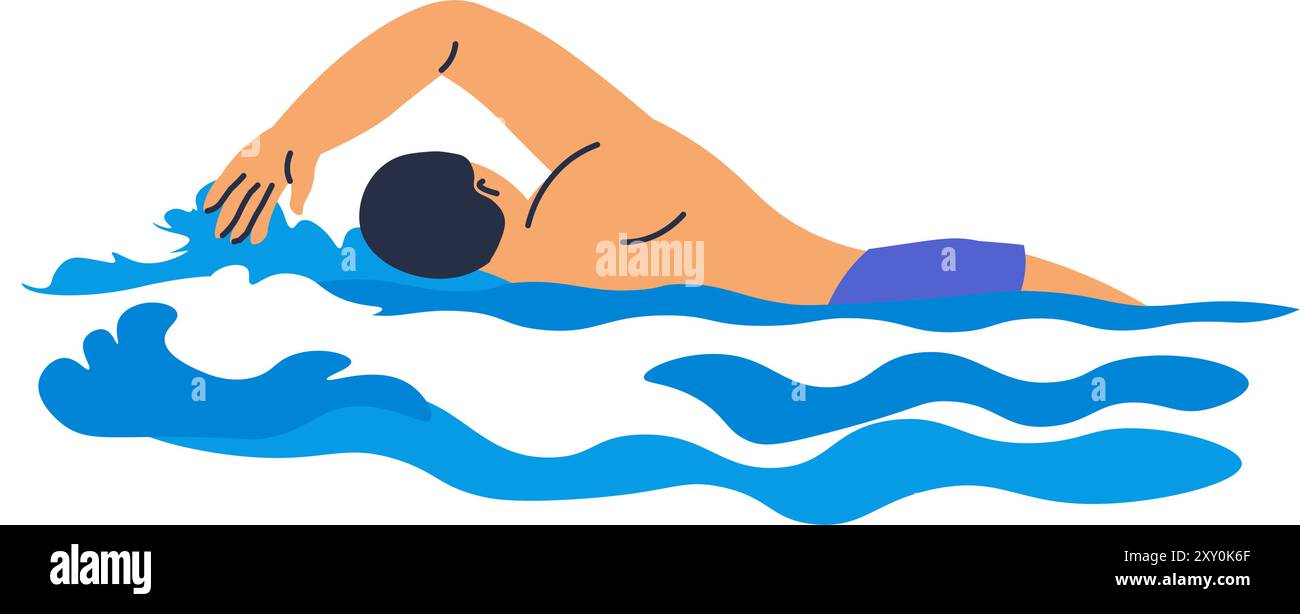 Swimmer Performing Freestyle In Water Stock Vector Image & Art - Alamy