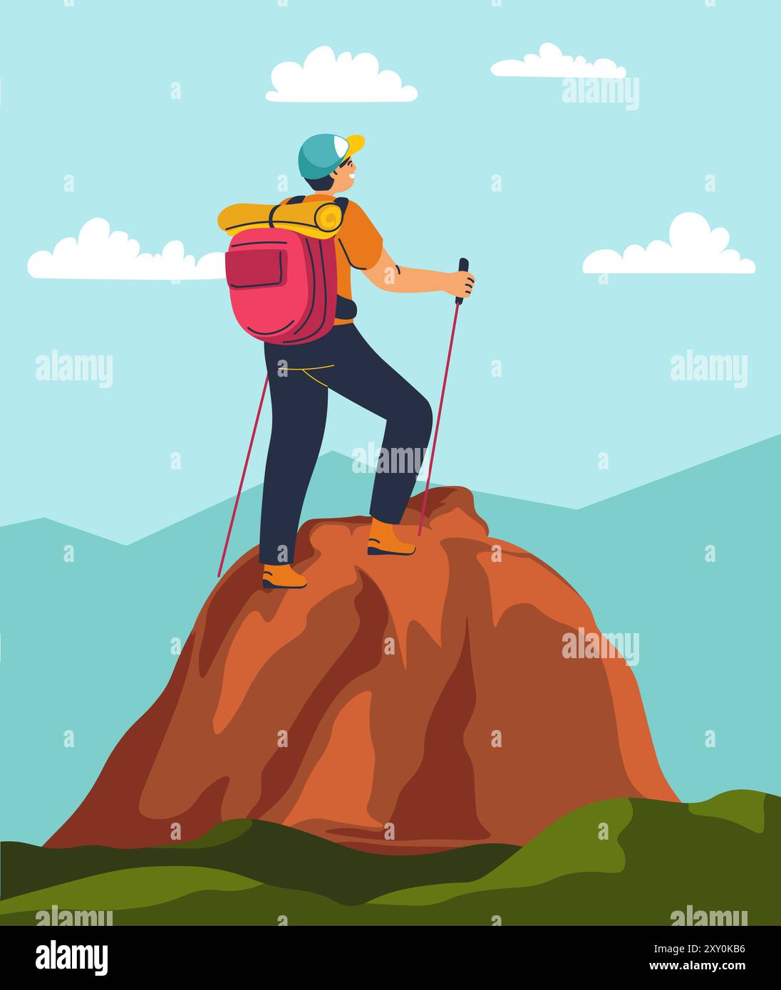 Hiker camping on mountain Stock Vector Images - Alamy