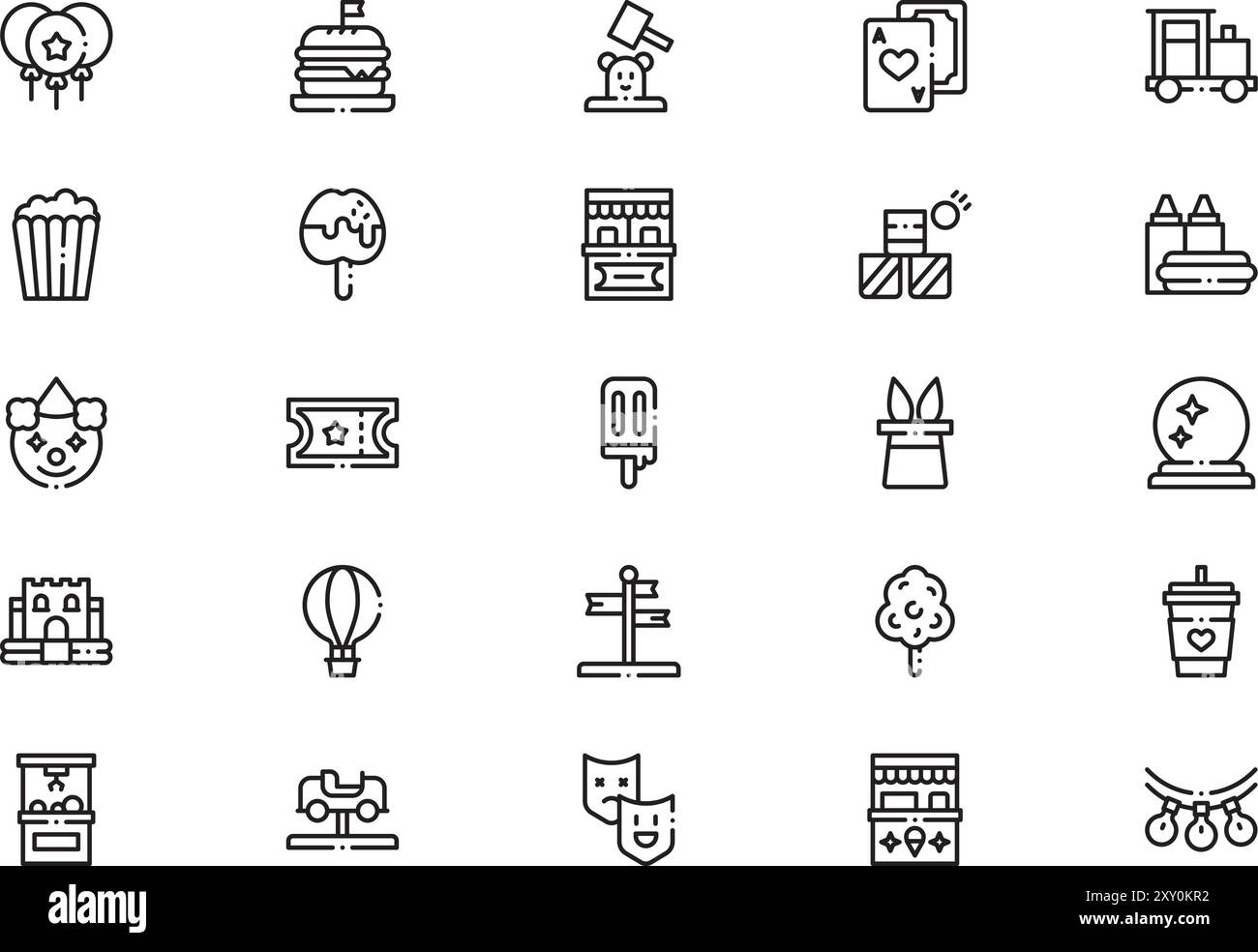 Fair icons collection is a vector illustration with editable stroke ...