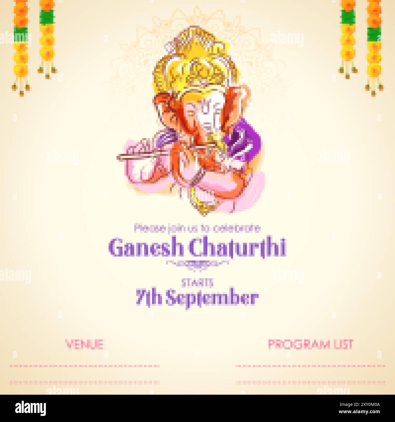 illustration of Lord Ganpati background for Ganesh Chaturthi religious ...