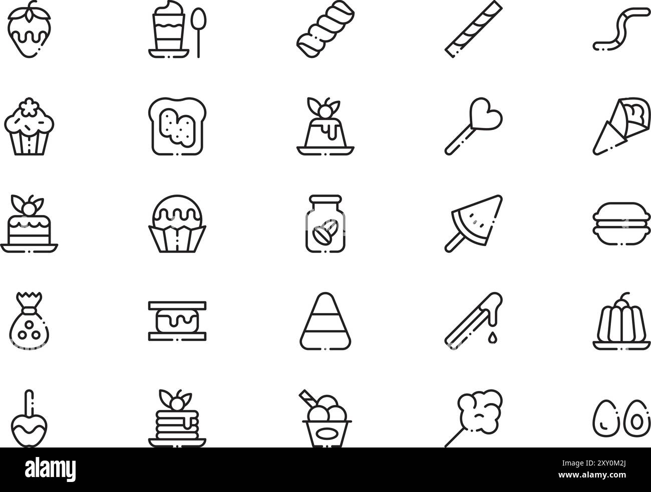 Desserts candies icons collection is a vector illustration with editable stroke Stock Vector ...
