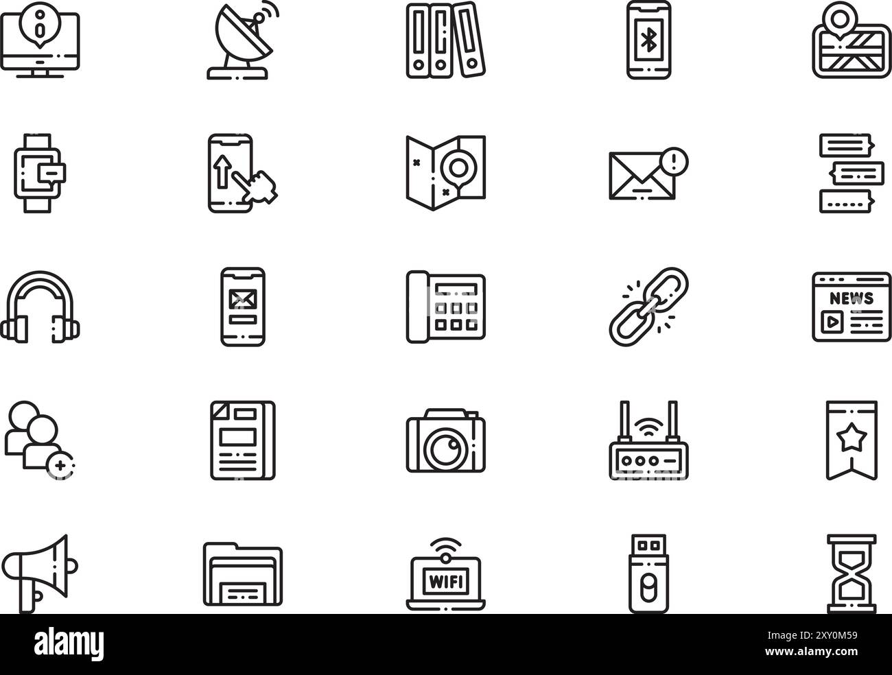 Communication and media icons collection is a vector illustration with ...