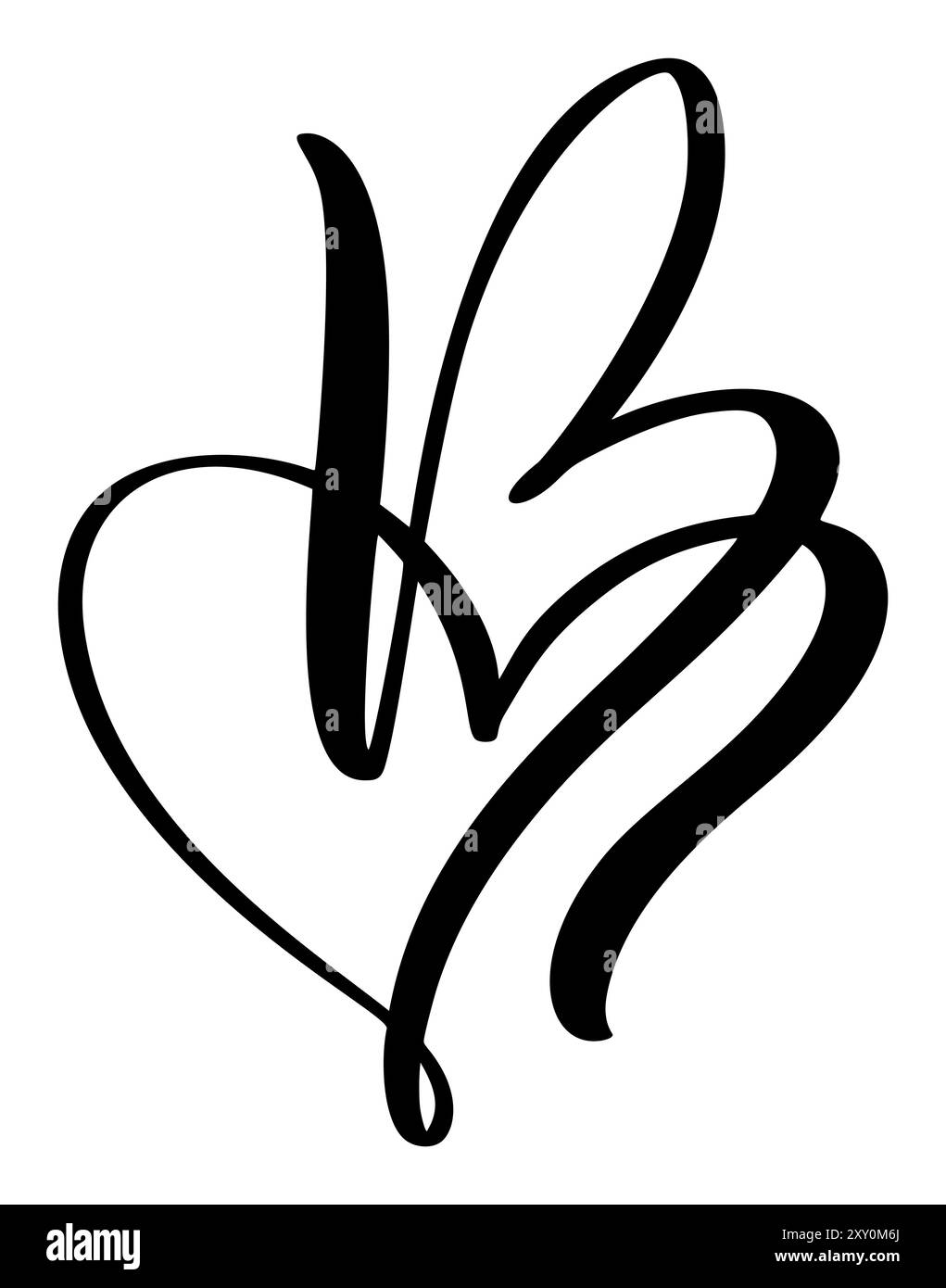 Vector Vintage heart letter monogram logo B. Love Calligraphy element ...