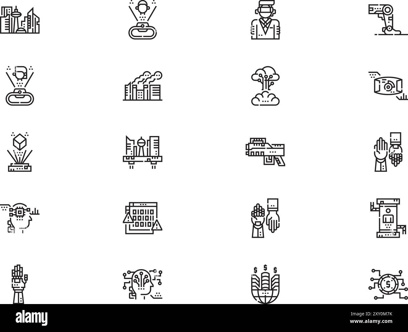 Cyberpunk icons collection is a vector illustration with editable ...