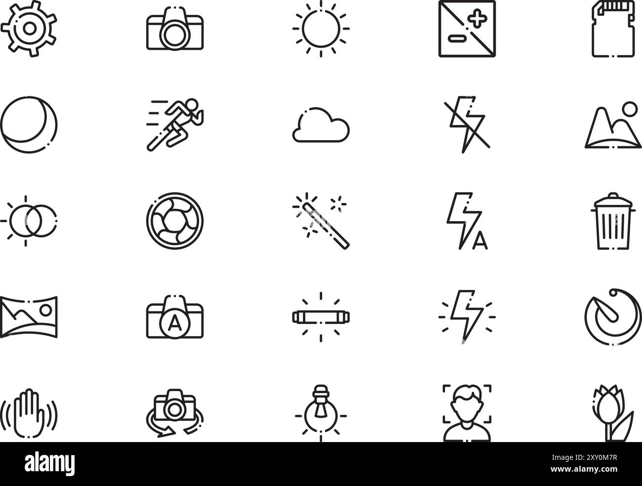 Camera interface icons collection is a vector illustration with editable stroke Stock Vector ...