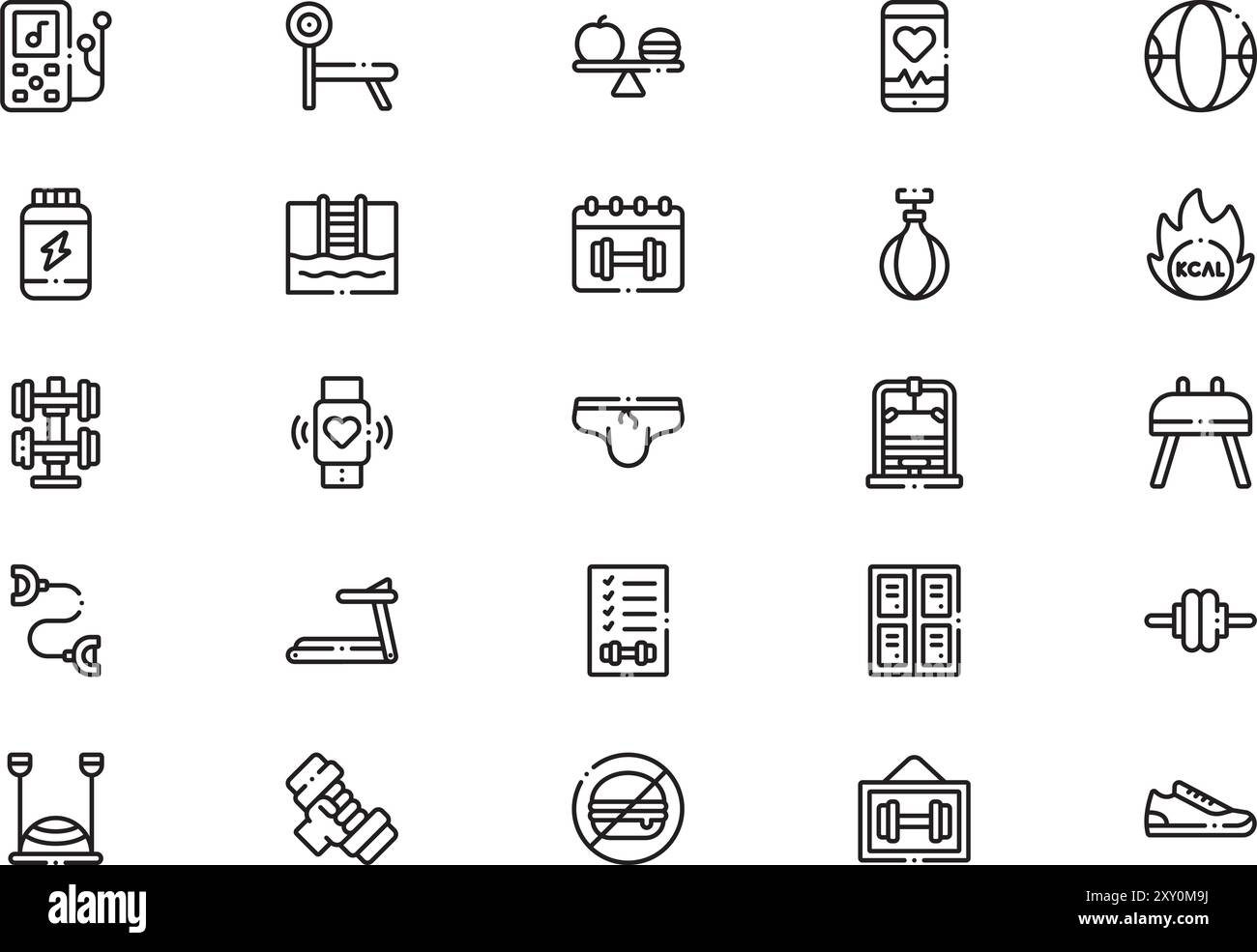 Gym icons collection is a vector illustration with editable stroke Stock Vector Image & Art - Alamy