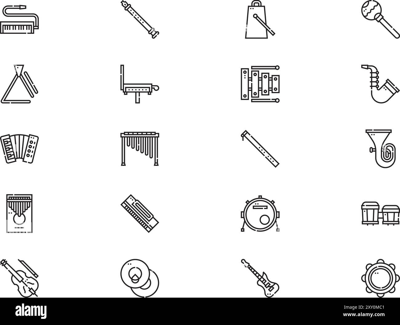 Music instruments icons collection is a vector illustration with ...